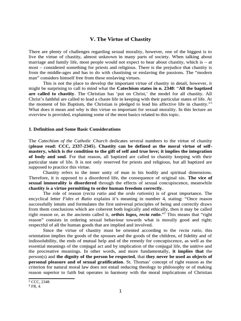 Virtue of Chastity | PDF | Chastity | Modesty