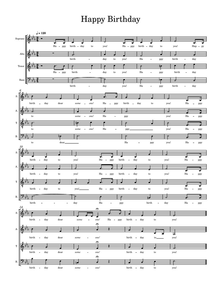 Happy Birthday | PDF | Choral Music | Vocal Music