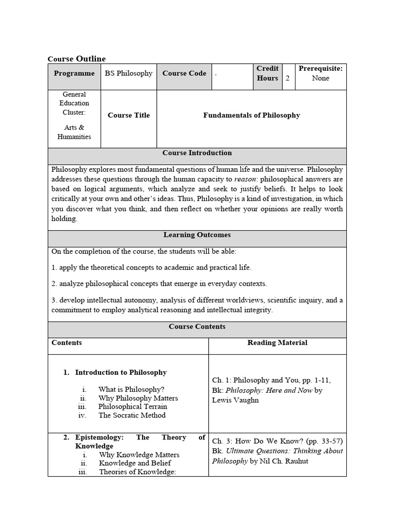 BS Philosophy Course Overview | PDF | Knowledge | Epistemology