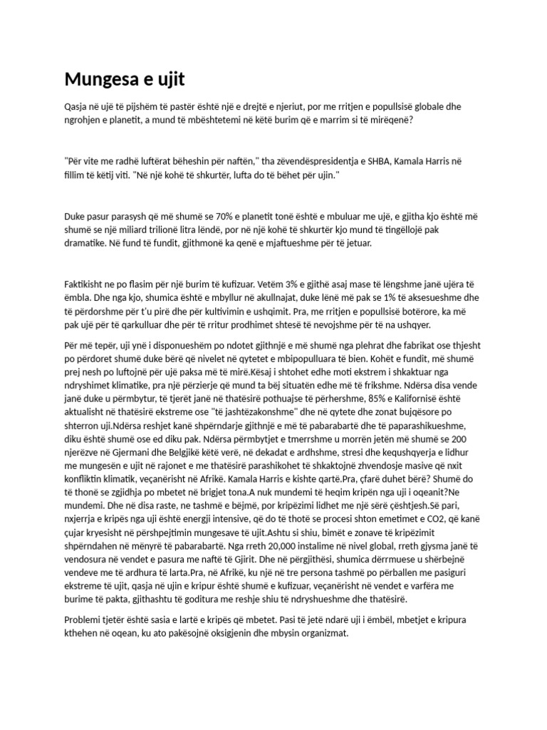 Mungesa e Ujit | PDF