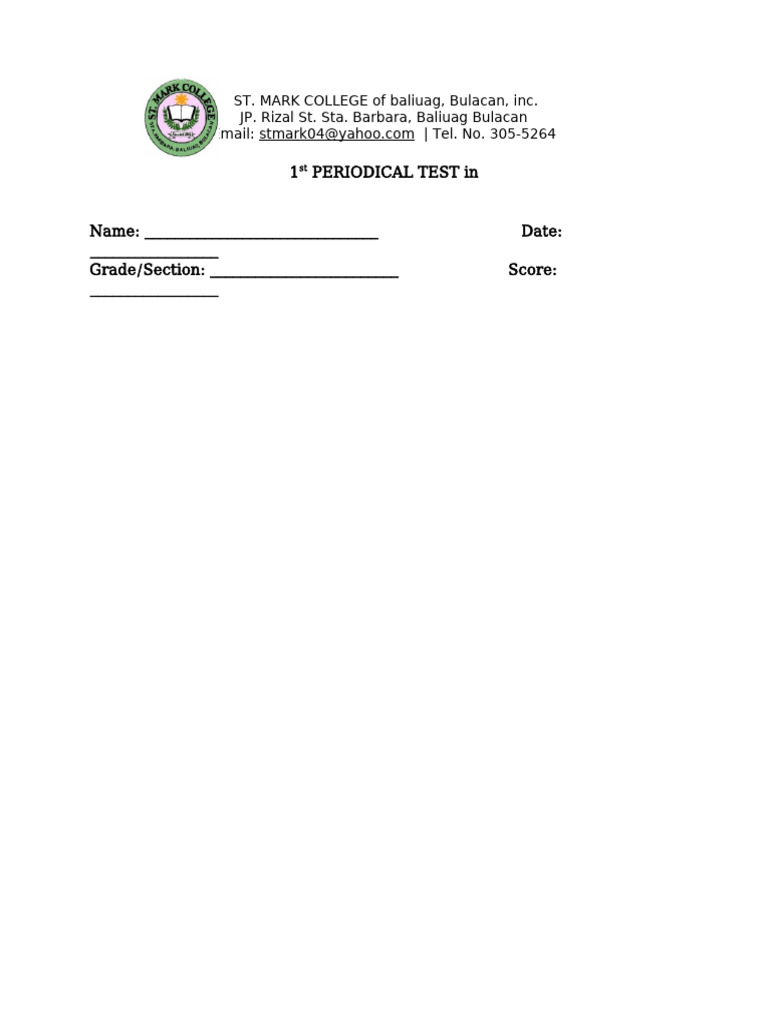 1st Periodical Test - (Elective 11) | PDF | Career & Growth