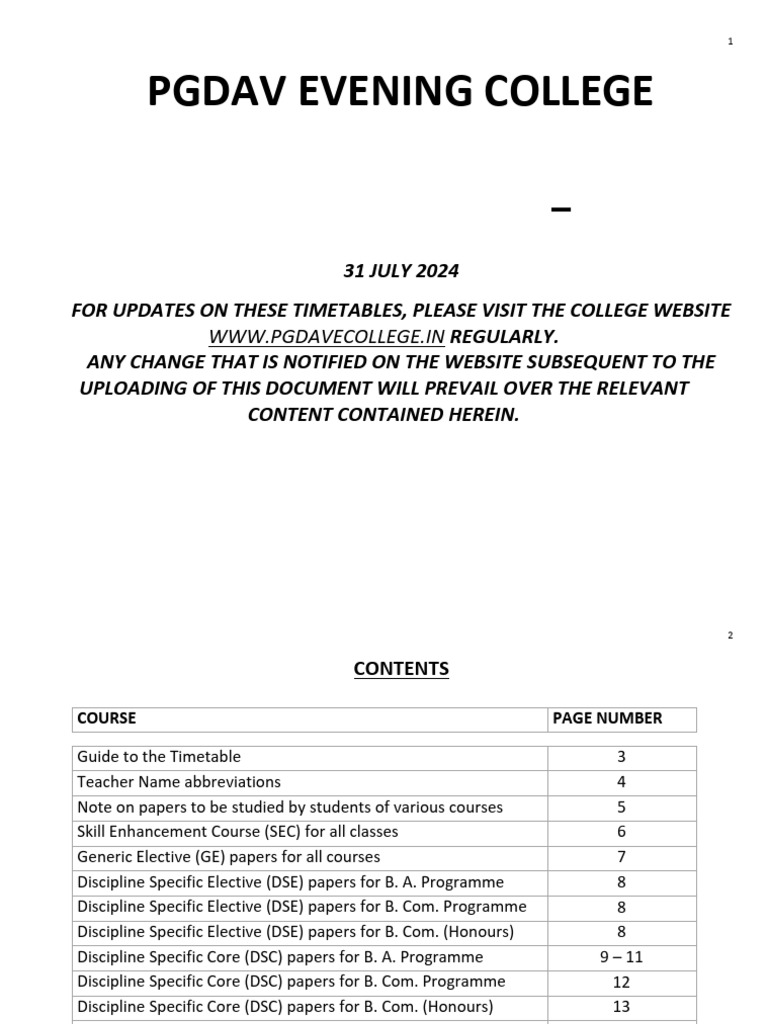 5th Semester Timetable 2024-2025 | PDF | Economies