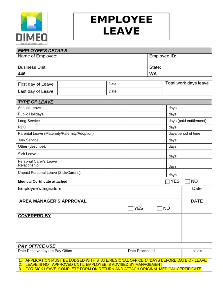 EMPLOYEE Leave Request Template | PDF