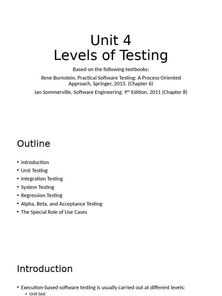 Slide4 Levels of Testing | PDF | Software Testing | Unit Testing