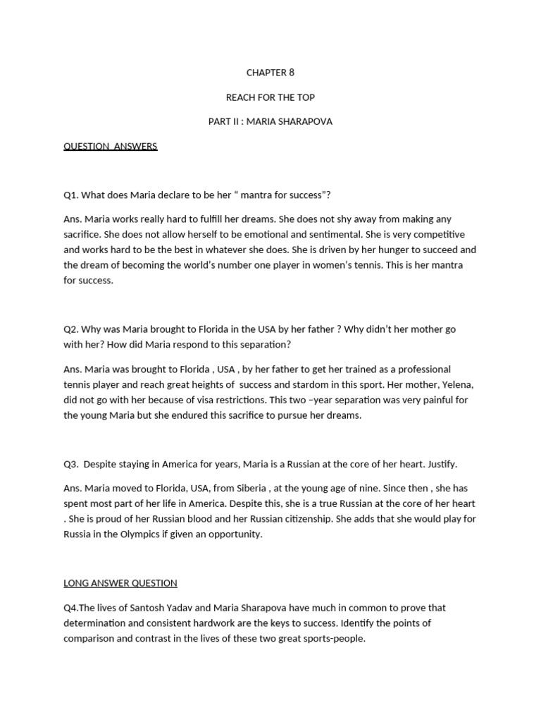 CH 8 Part Ii Maria Sharapova Qa | PDF
