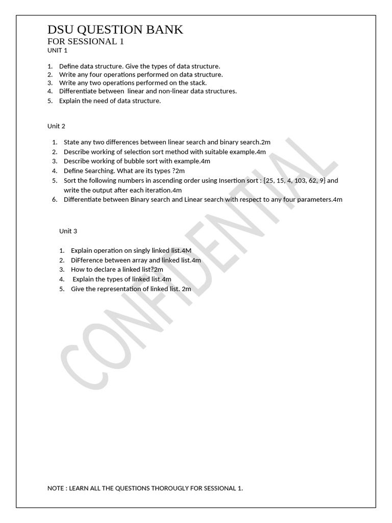 Dsu Question Bank | PDF