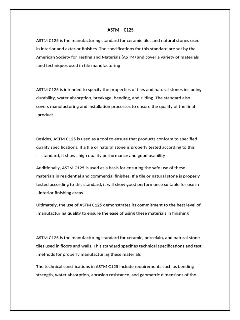 ASTM C125: Ceramic Tile Standards | PDF | Concrete | Tile