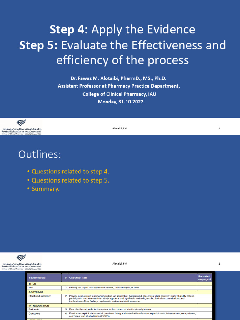 5. Step 4 and 5 in EBM | PDF | Evidence Based Medicine | Clinical Medicine