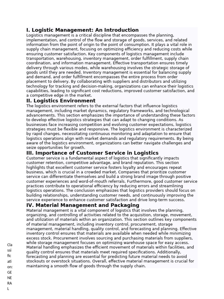 logistics II | PDF | Logistics | Warehouse