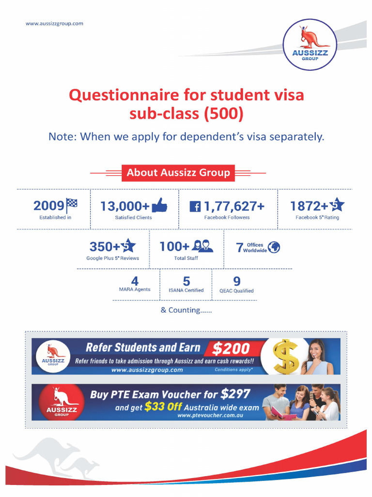 Student Visa Form | PDF | Travel Visa