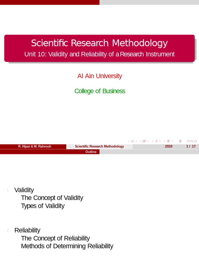 Unit 10 - Validity and Reliability of A Research Instrument | PDF | Validity (Statistics ...