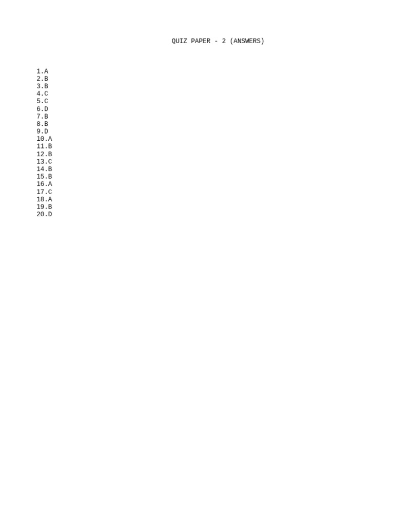 Quiz Paper - 2 (Answers) | PDF