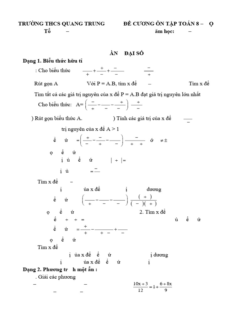 Đề Cương Hk 2 - Toán 8 | PDF