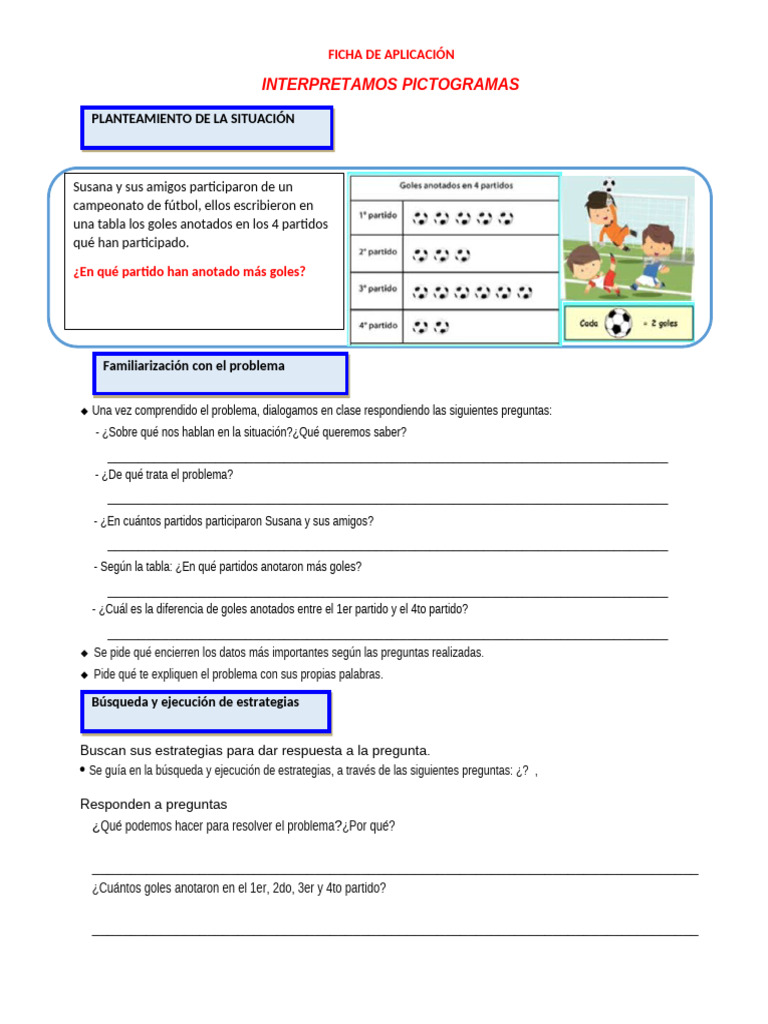 Día 5 Ficha Mat. Interpretamos Pictogramas | PDF