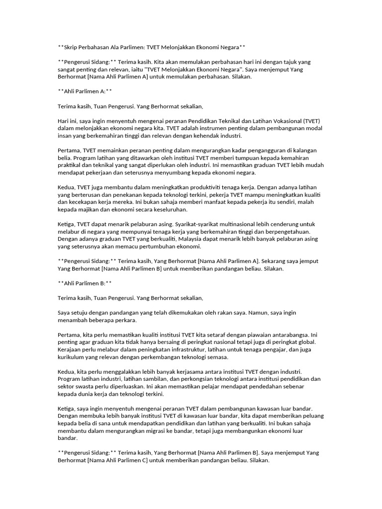 Skrip Perbahasan Ala Parlimen | PDF