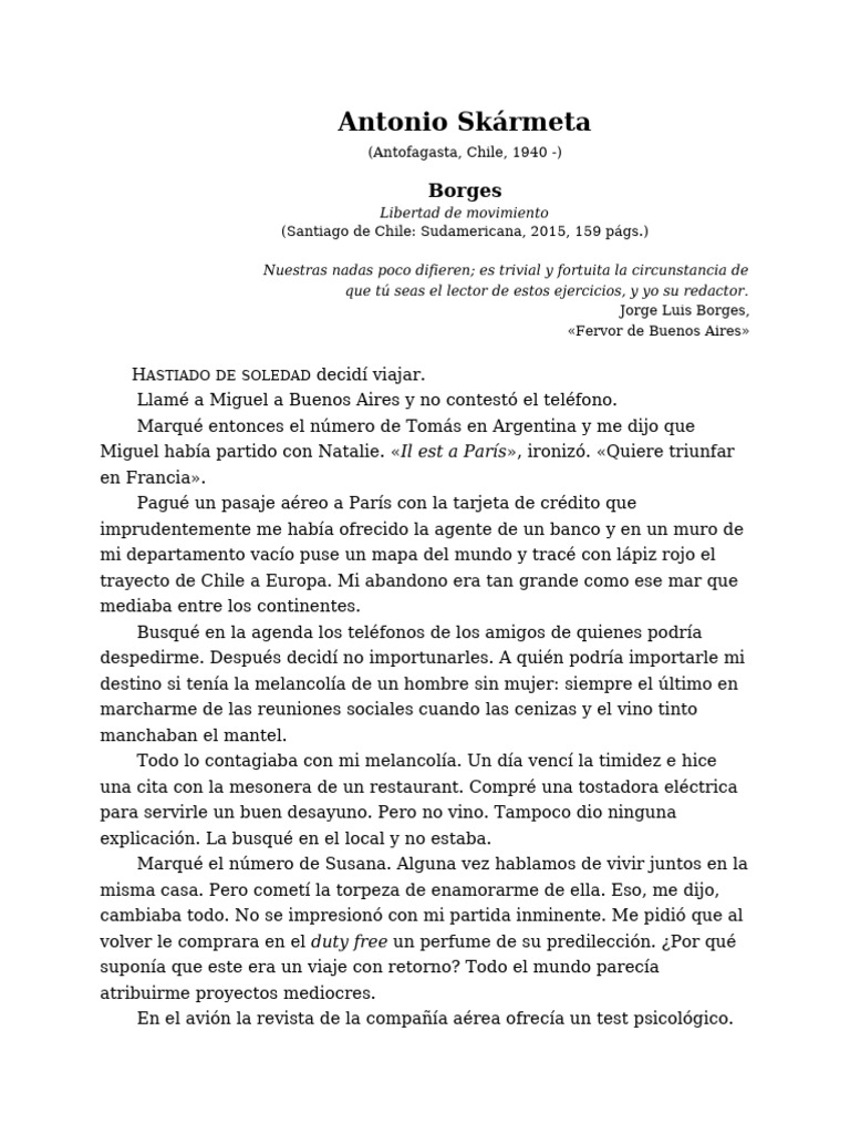 Borges - Cuento de Antonio Skármeta | PDF | Novela negra, policíaca y ...