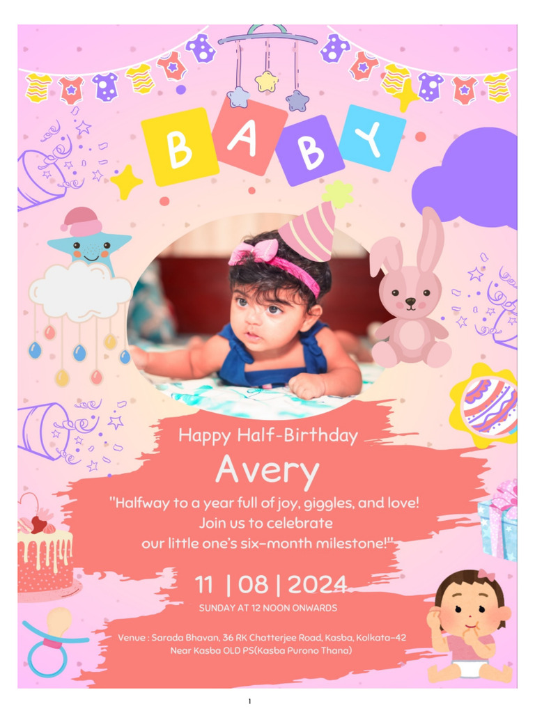 Avery Half Birthday Invitation | PDF