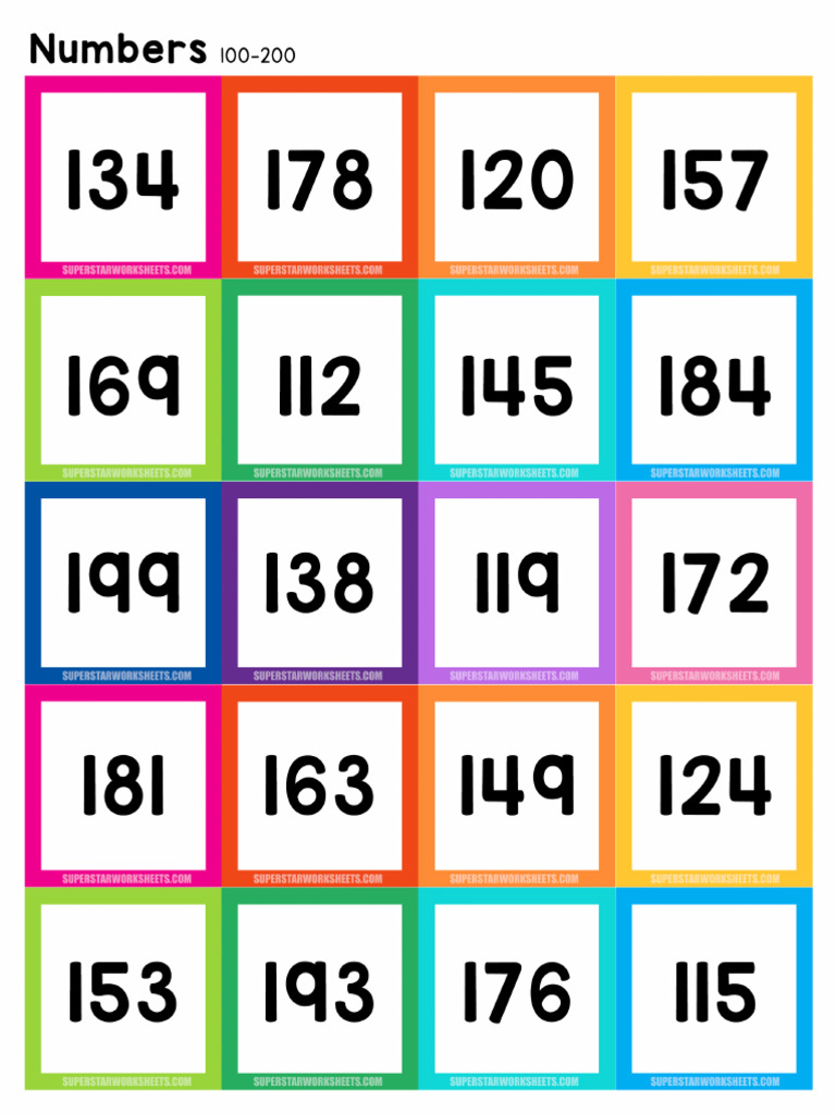 NumbersFlashcards100 200 | PDF