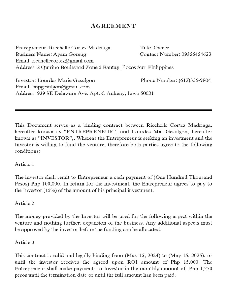 Agreement Pdf