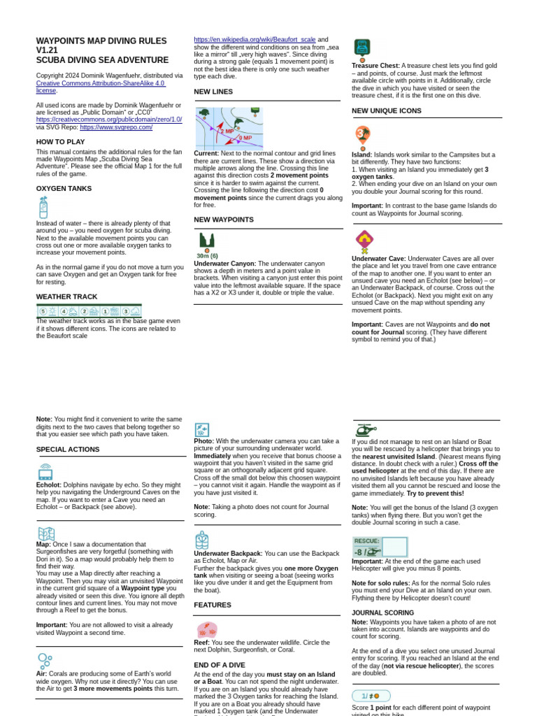 Waypoints Map Diving Rules v1.21 | PDF | Scuba Diving | Underwater Diving