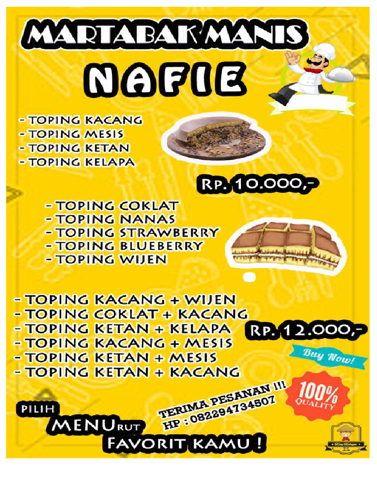 Print Menu Martabak AA Arief | PDF