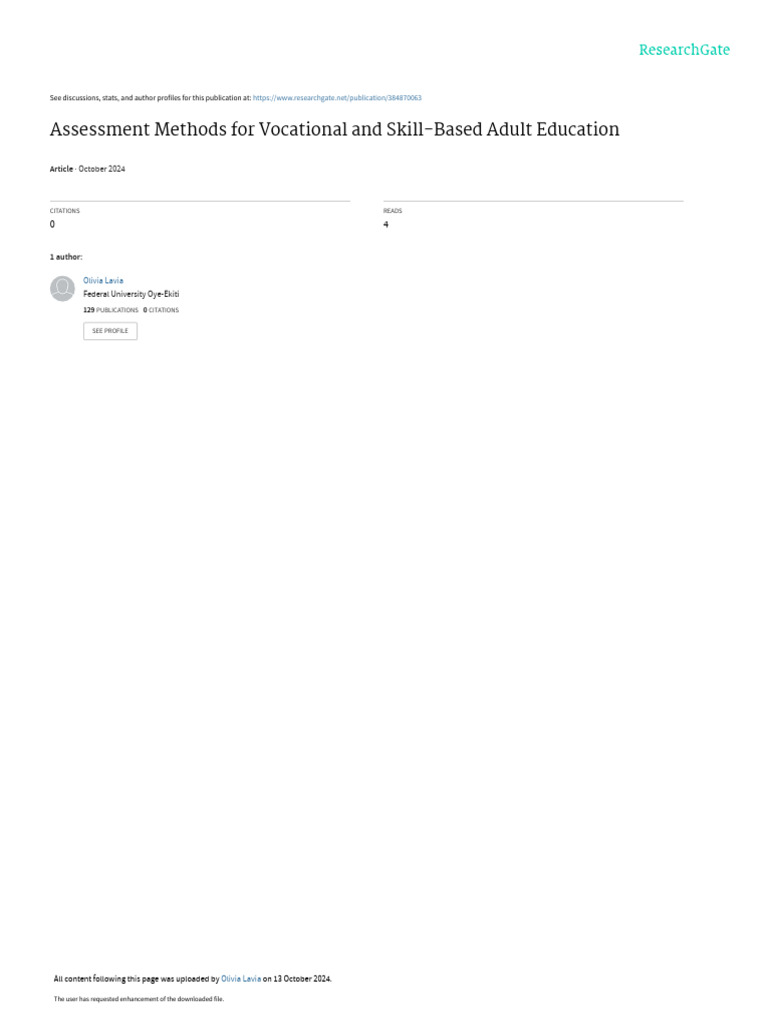 Assessment Methodsfor Vocationaland Skill | PDF | Educational ...