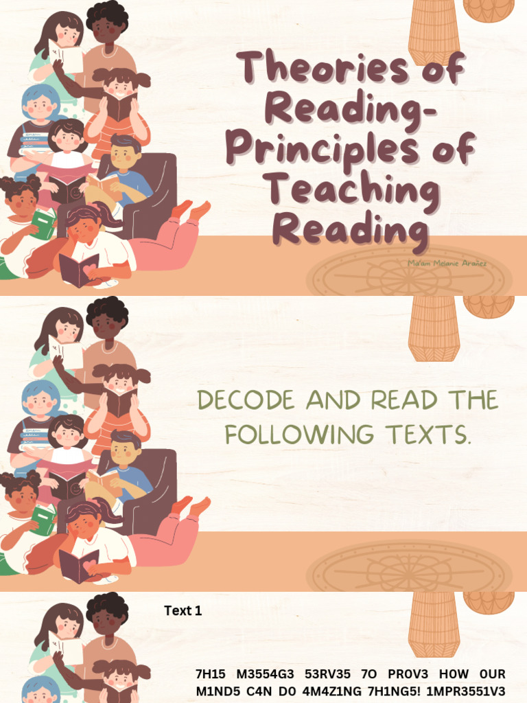 Theories of Reading- Principles of Teaching Reading | PDF | Learning | Schema (Psychology)