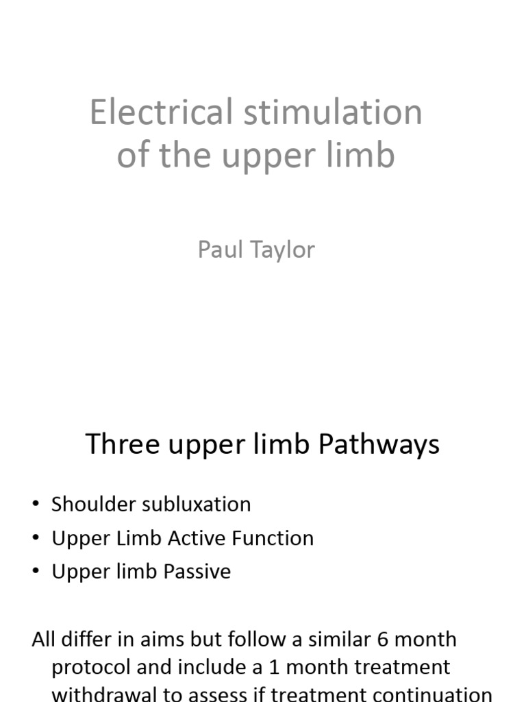 Upper Limb Electrical Stimulation Guide | PDF | Anatomical Terms Of ...