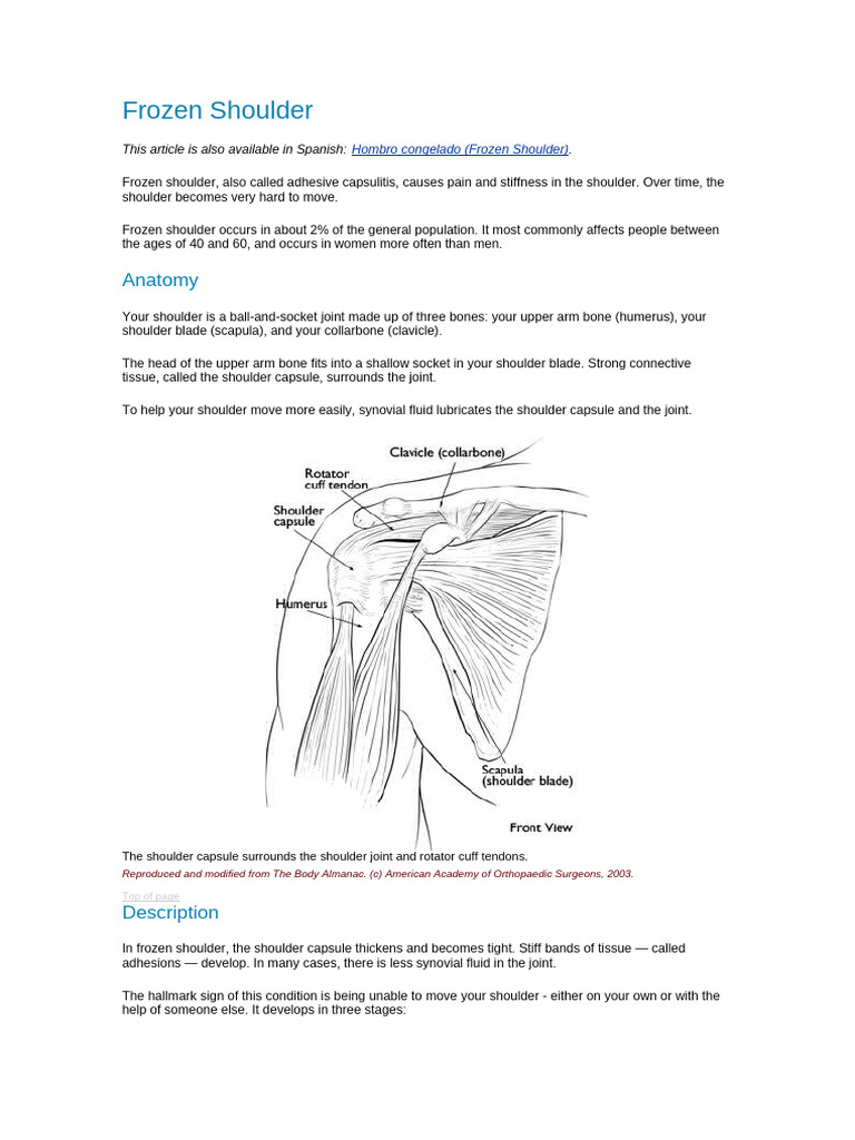 Frozen Shoulder | PDF | Shoulder | Joints