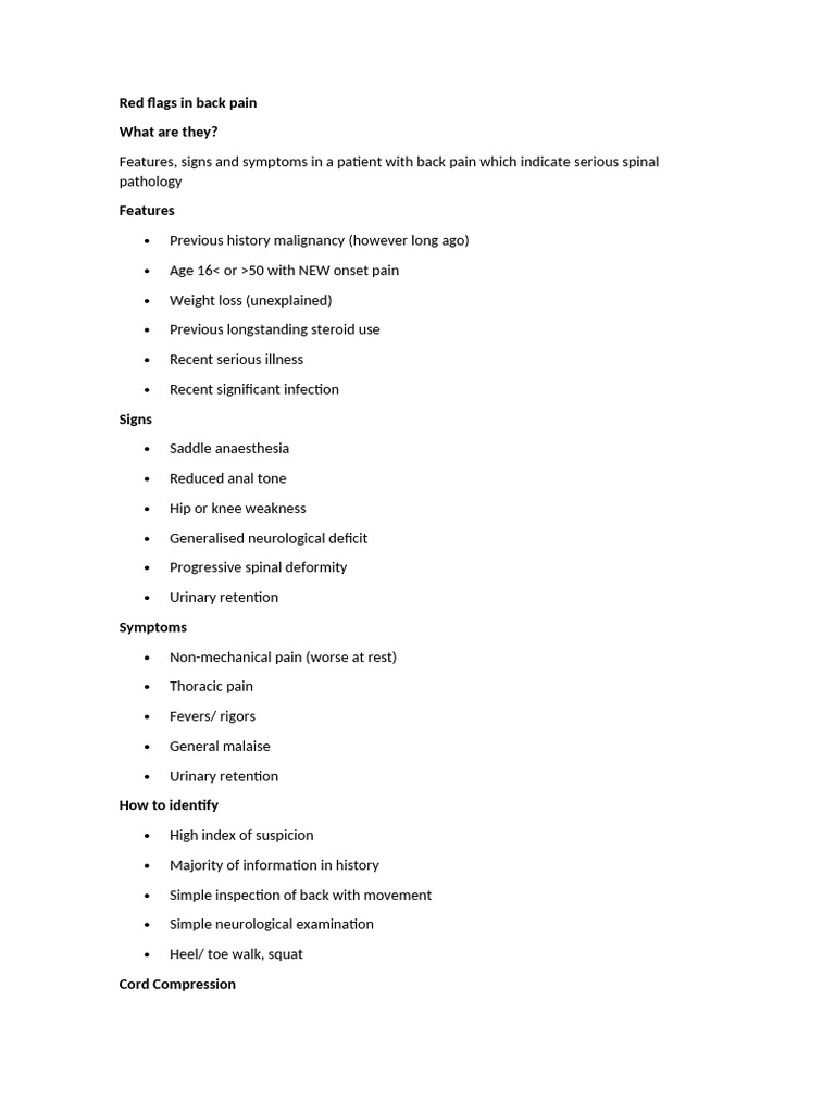 Red Flags In Lower Pain Back Pdf