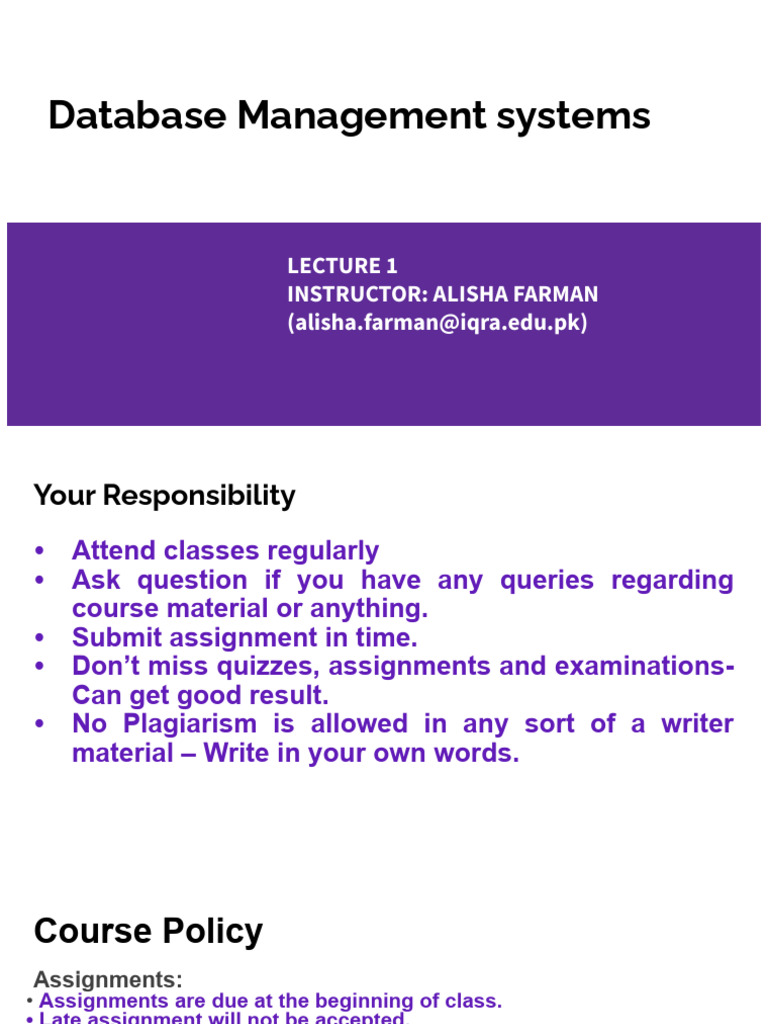 Database Management Systems Lec 1a | PDF | Databases | Relational Database Database Management Systems Lec 1a | PDF | Databases | Relational Database
