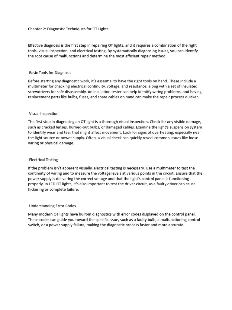 Chapter 2 Diagnostic Techniques for OT Lights | PDF