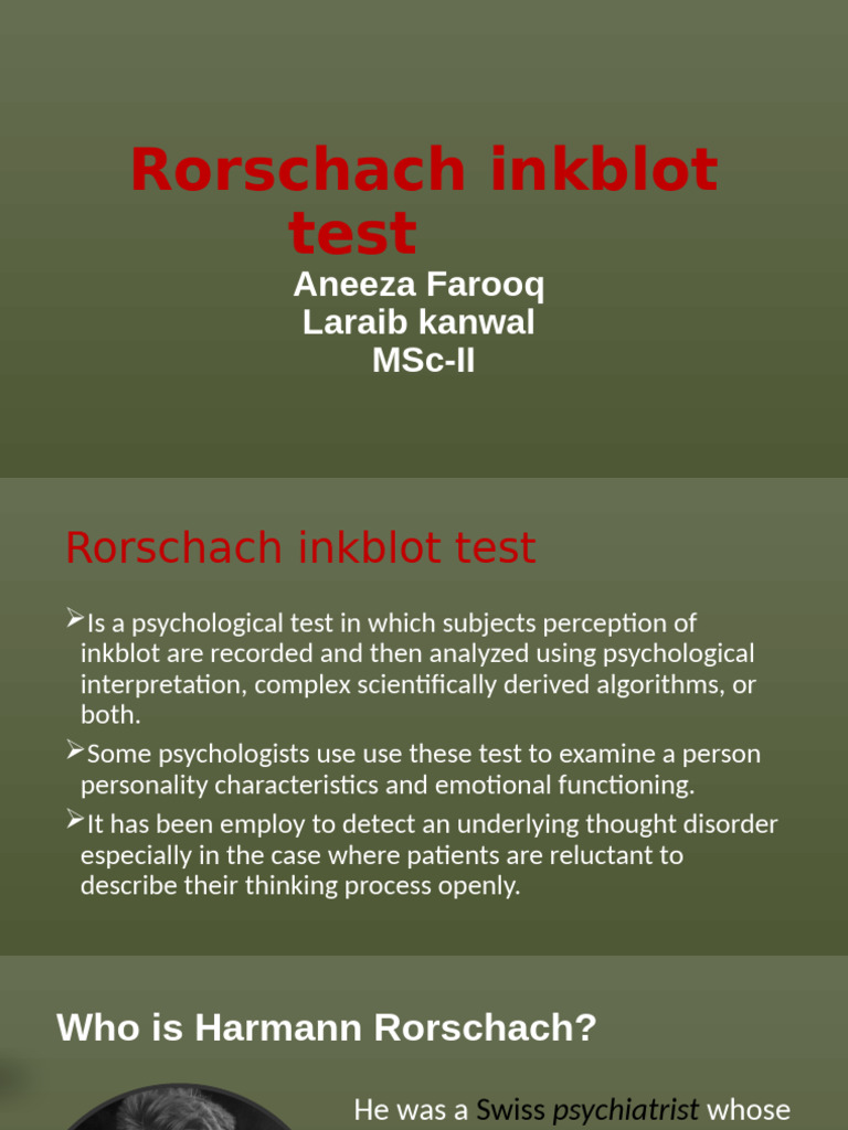 Rorschach Inkblot Test 612 | PDF | Psychological Concepts | Psychology