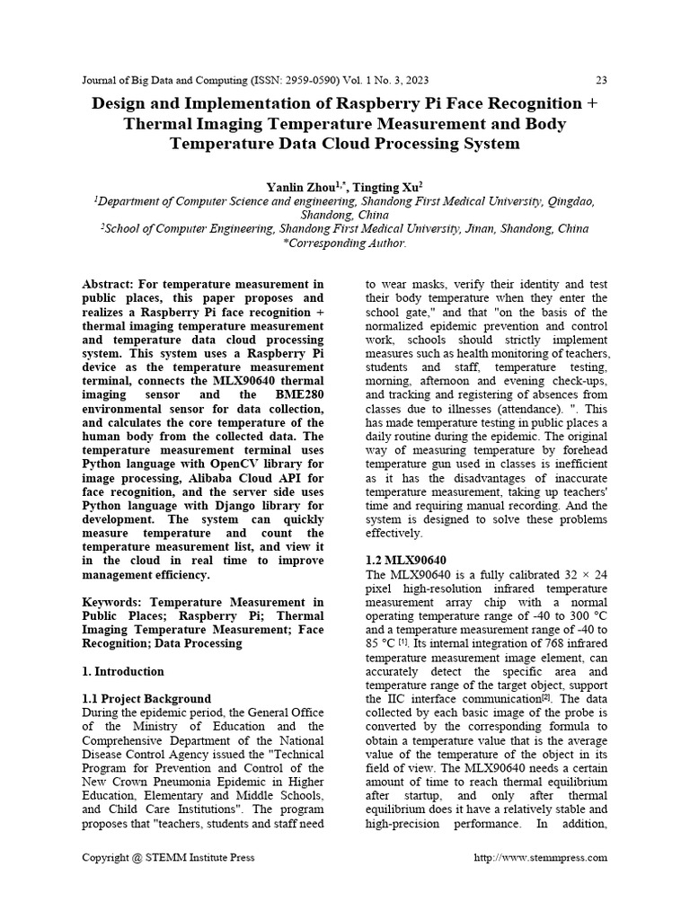 Design And Implementation Of Raspberry Pi Face Rec Pdf System Computer Vision