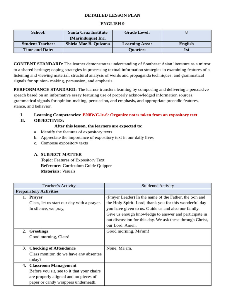 Macroskills Lesson Plan | PDF | Word | Human Communication