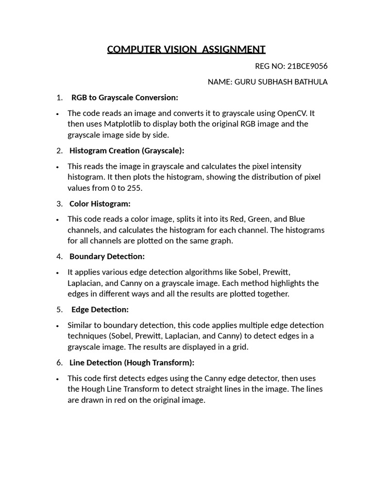 Computer Vision Assignment | PDF | Multidimensional Signal Processing ...