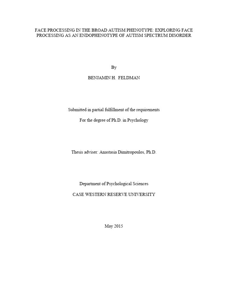 Feldman Complete Dissertation | PDF | Autism Spectrum | Behavioural Sciences