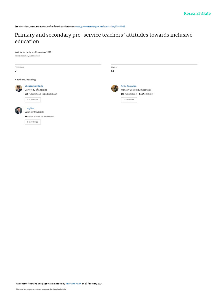 Primary and Secondary Pre-Service Teachers' Attitudes Towards Inclusive ...