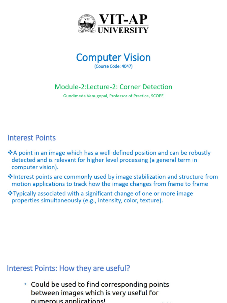 6 2c Corner Detection 14 08 2024 Pdf Matrix Mathematics Eigenvalues And Eigenvectors