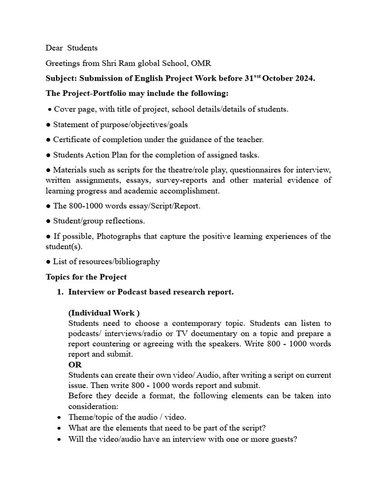 Grade 12 English Project | PDF | Art