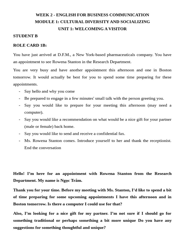Communication Role Play Student B | PDF | Career & Growth