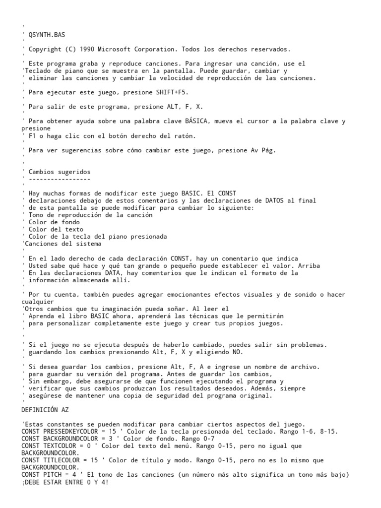 Program1 Basic2 Qbasic PROGRAME QSYNTH - BAS | PDF | Archivo de computadora | Menú (Computación)