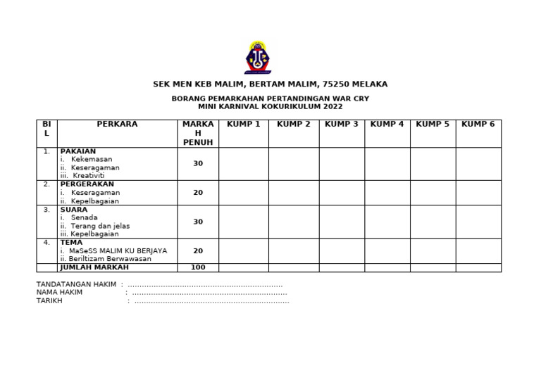 Borang Hakim War Cry | PDF