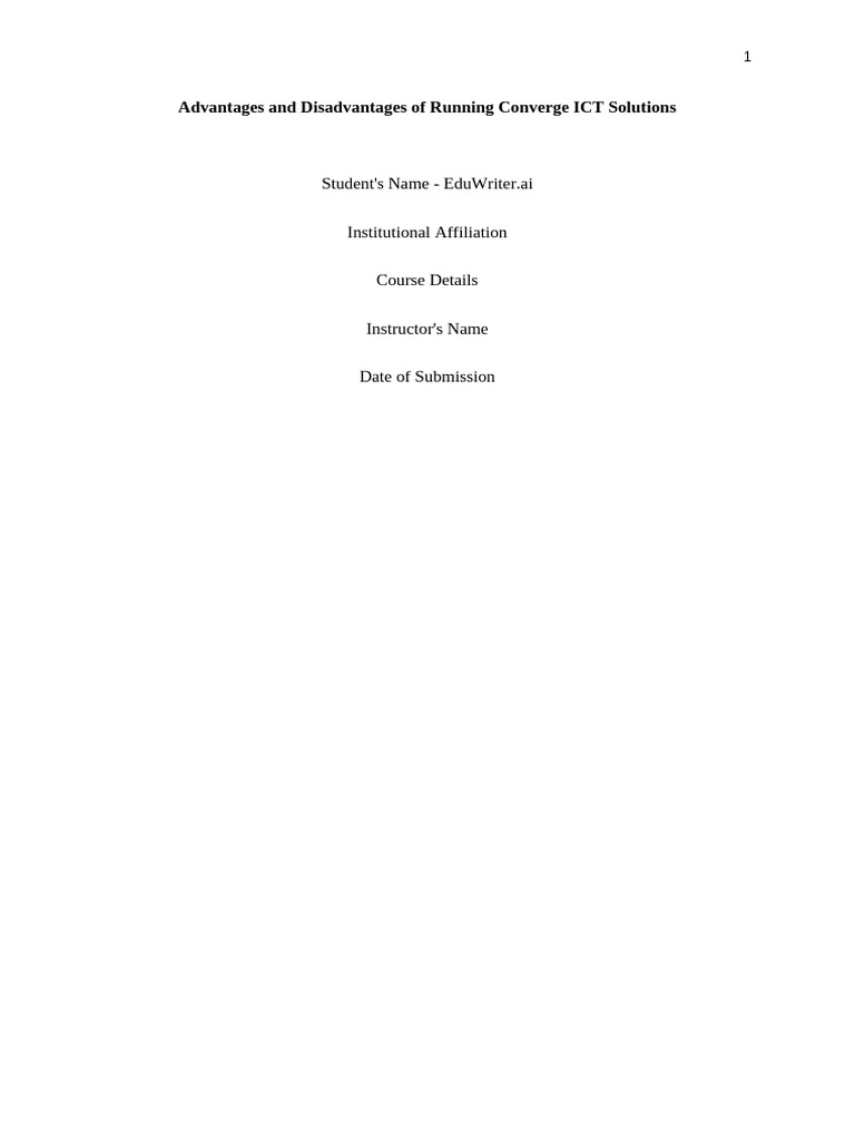 Advantages and Disadvantages of Running Converge | PDF | Information ...