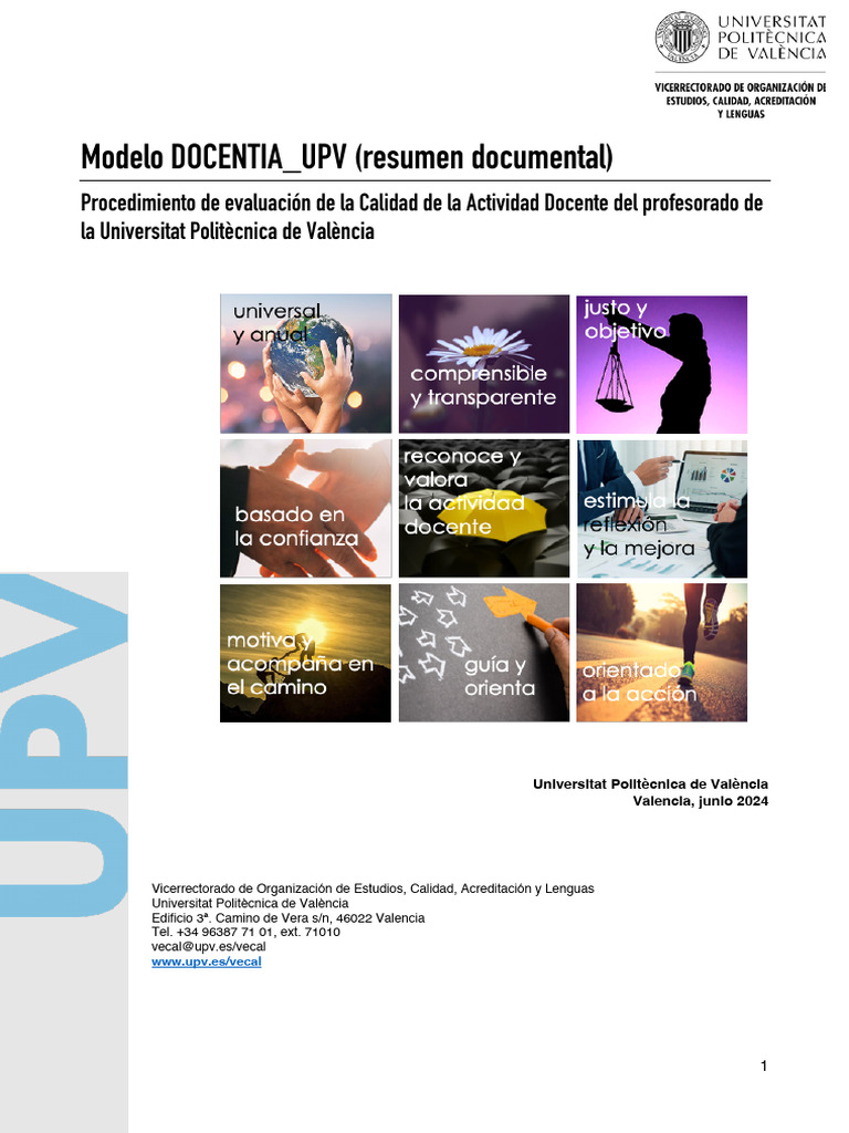 Resumen-modelo-DOCENTIA UPV 0624 | PDF | Maestros | Enseñando