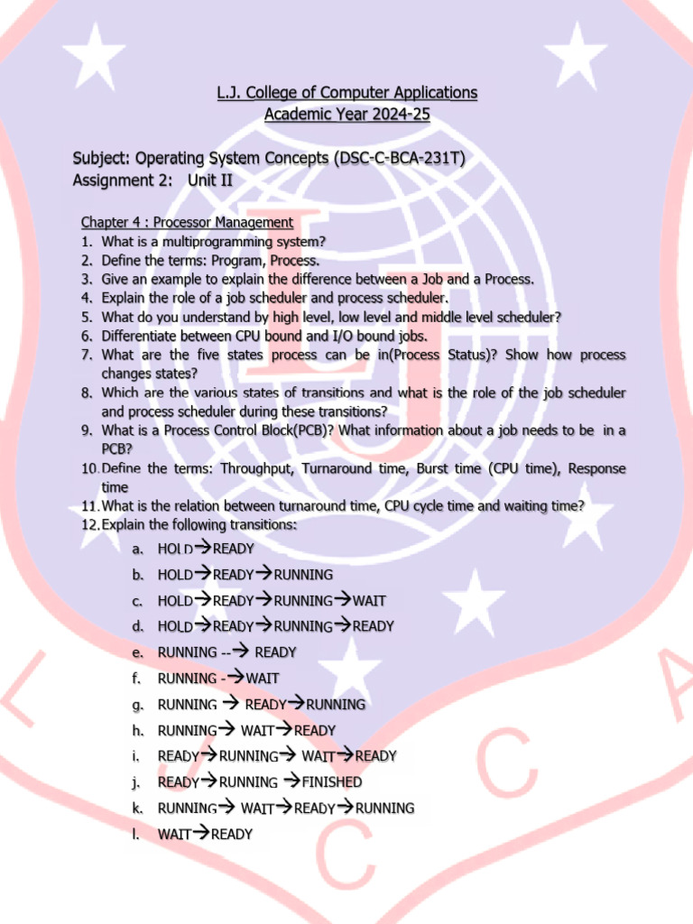 unit 2 assignement | PDF | Scheduling (Computing) | System Software