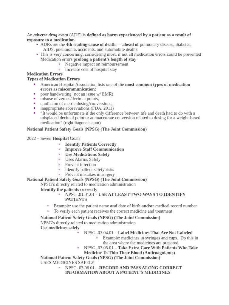 1090 med admin notes | PDF | Medical Error | Patient Safety