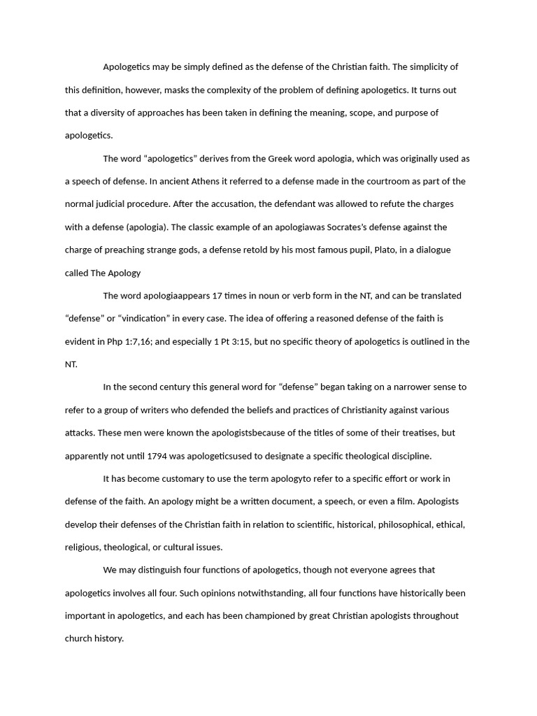 Apologetics | PDF | Apologetics | Christian Apologetics