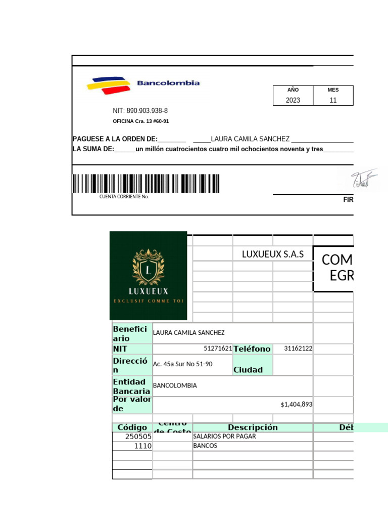 CHEQUE Y COMPROBANTE | PDF