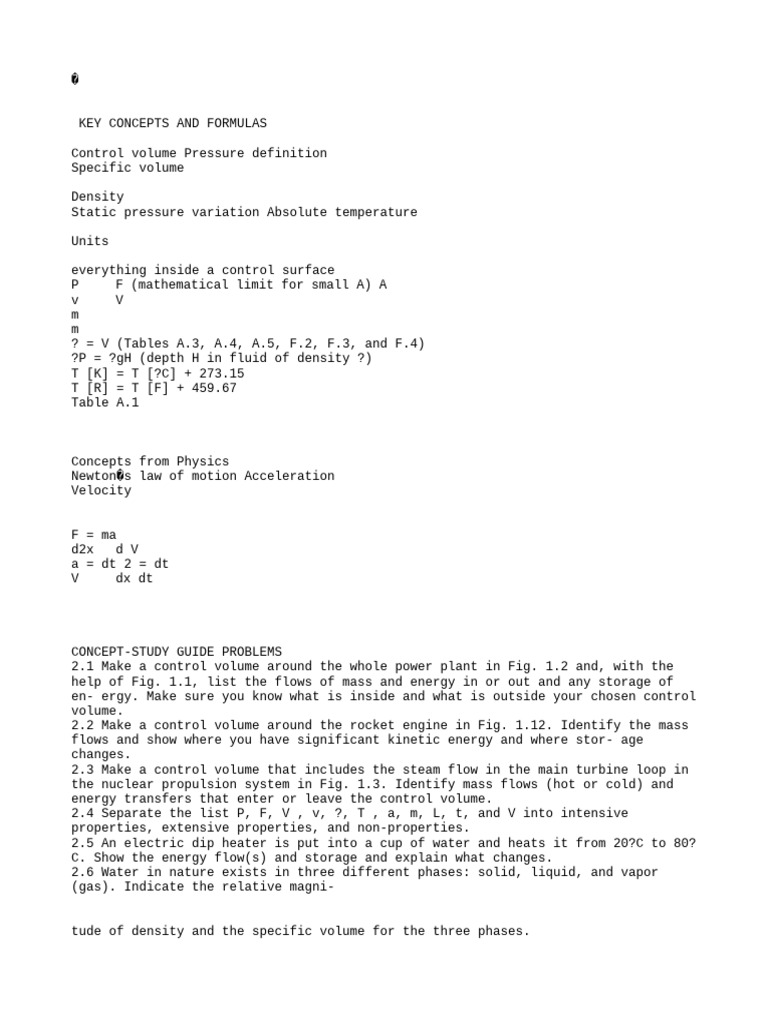 Key Concepts and Formulas Guide | PDF | Phase (Matter) | Pressure ...